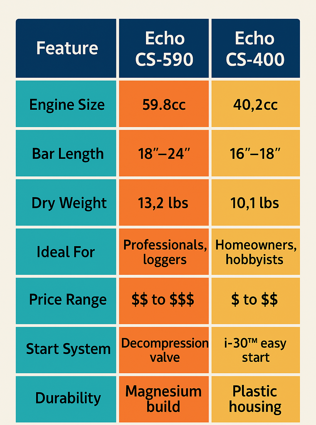 Echo chainsaw CS-590 vs CS-400: Which Chainsaw to Buy?